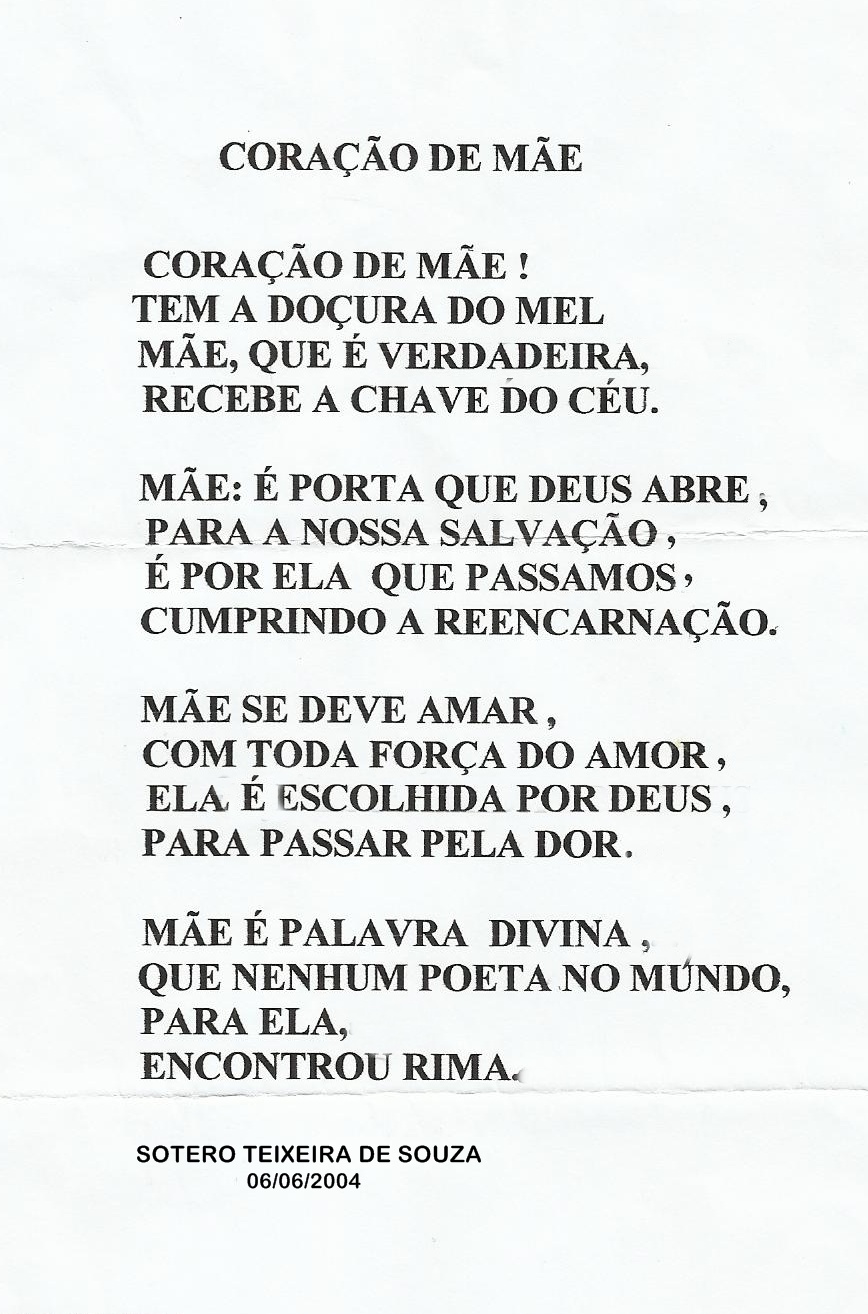 Sotero Poesias: Poesia- Coração de Mãe