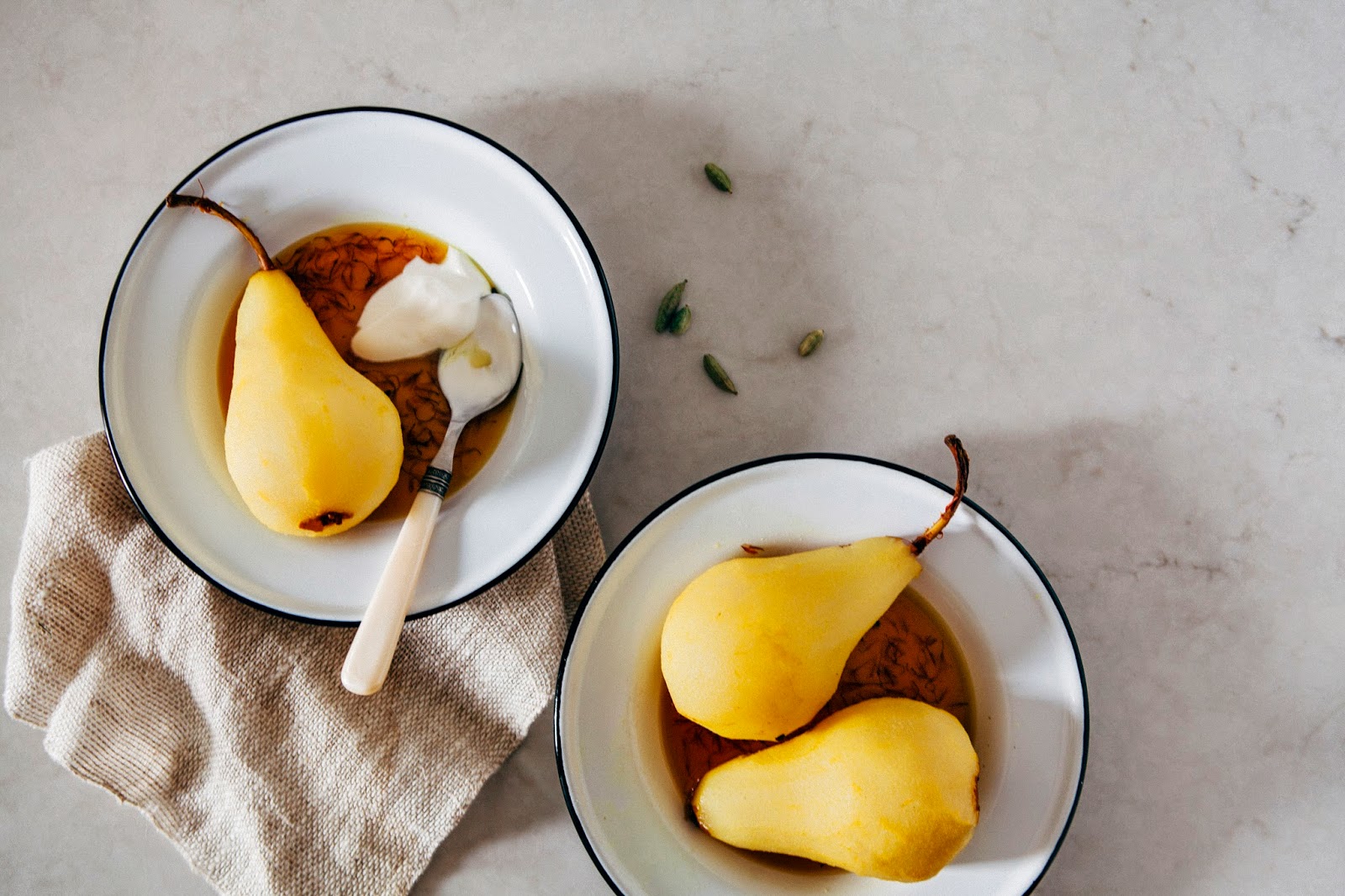 Saffron and Cardamom Poached Pears | hummingbird high || a desserts and ...
