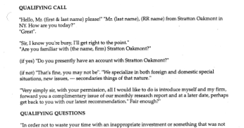 Stratton Oakmont Sales Script: Stratton Oakmont Script PDF