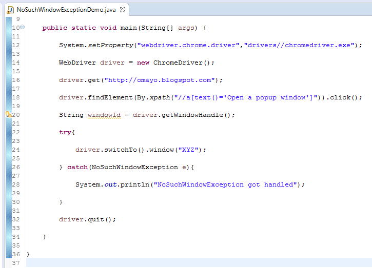Selenium-By-Arun: NoSuchWindowException WebDriver Exception