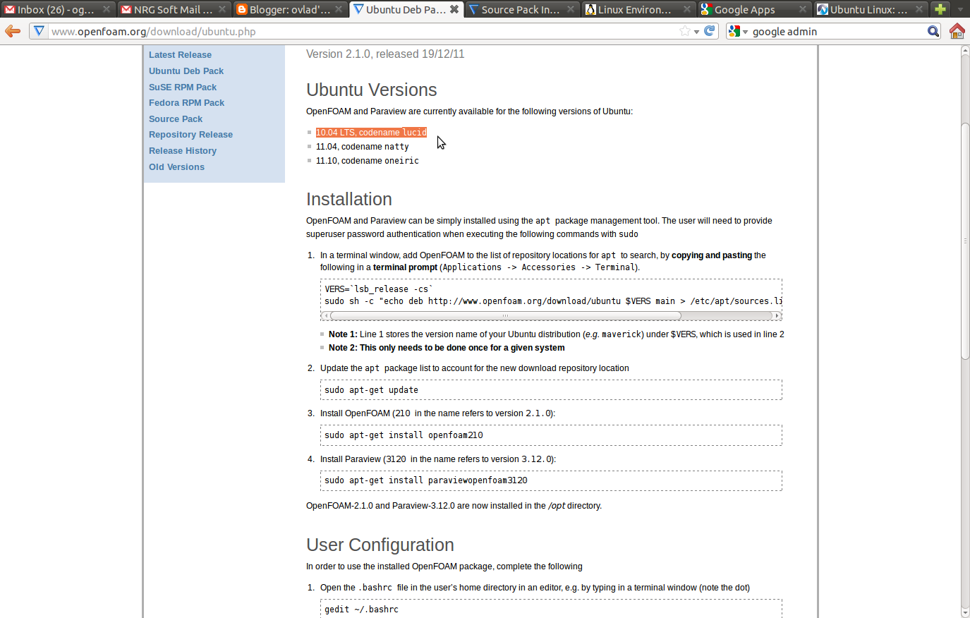 Ovlad S Blog Installing Openfoam On Ubuntu Small Tip