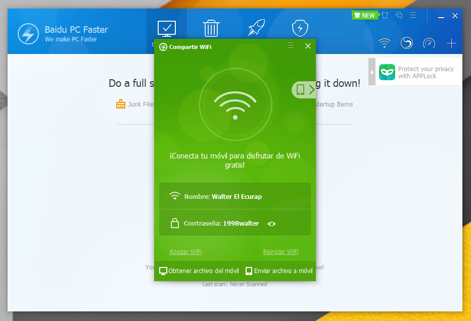 Soft De Descargas: Baidu PC Faster - Como Compartir Wi-Fi Desde mi PC