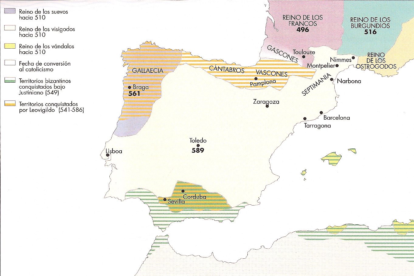 Historia de España – Luiselli: Mapas– España Visigoda