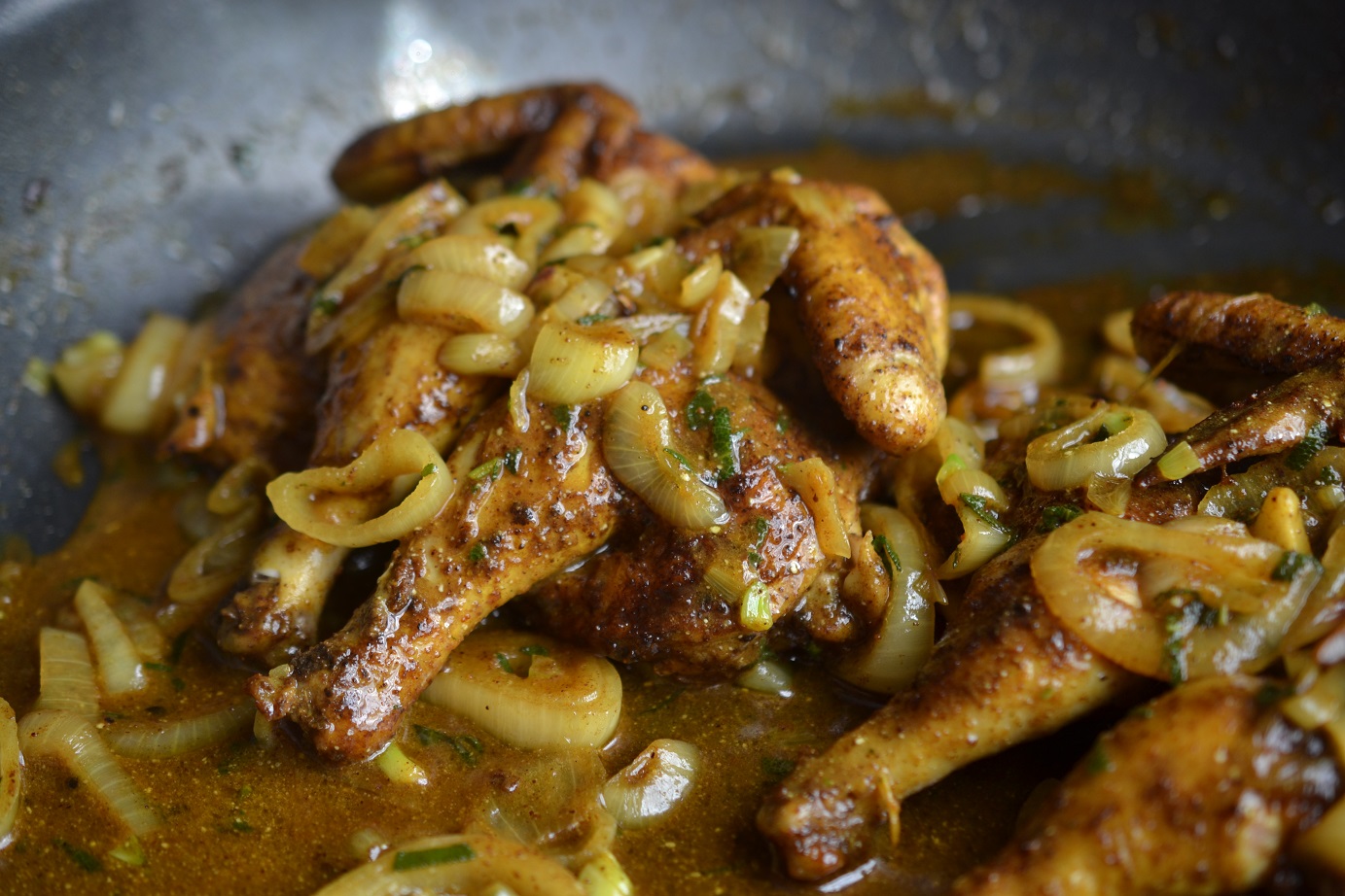 Greedy Girl : Pan roasted hen with curry shallot and sage pan sauce