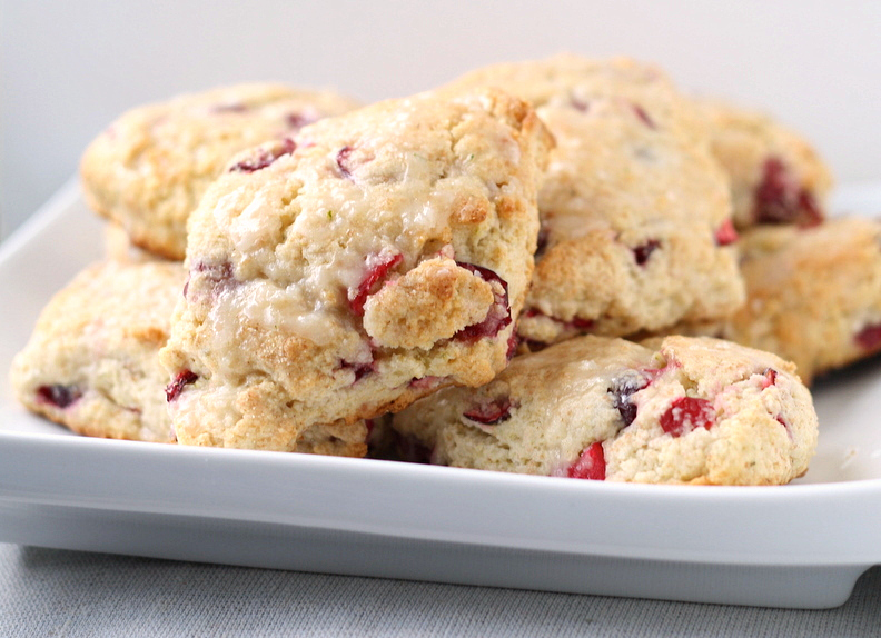 Fresh Cranberry Lime Scones - Sprinkled with Flour