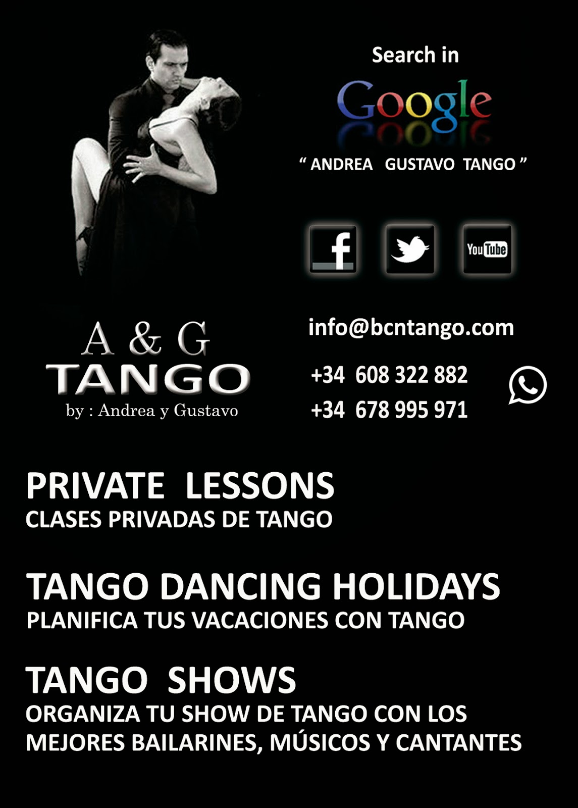 A&G TANGO - SHOWS & CLASSES - BARCELONA, SITGES: DISCOVER HOW TO TANGO ...