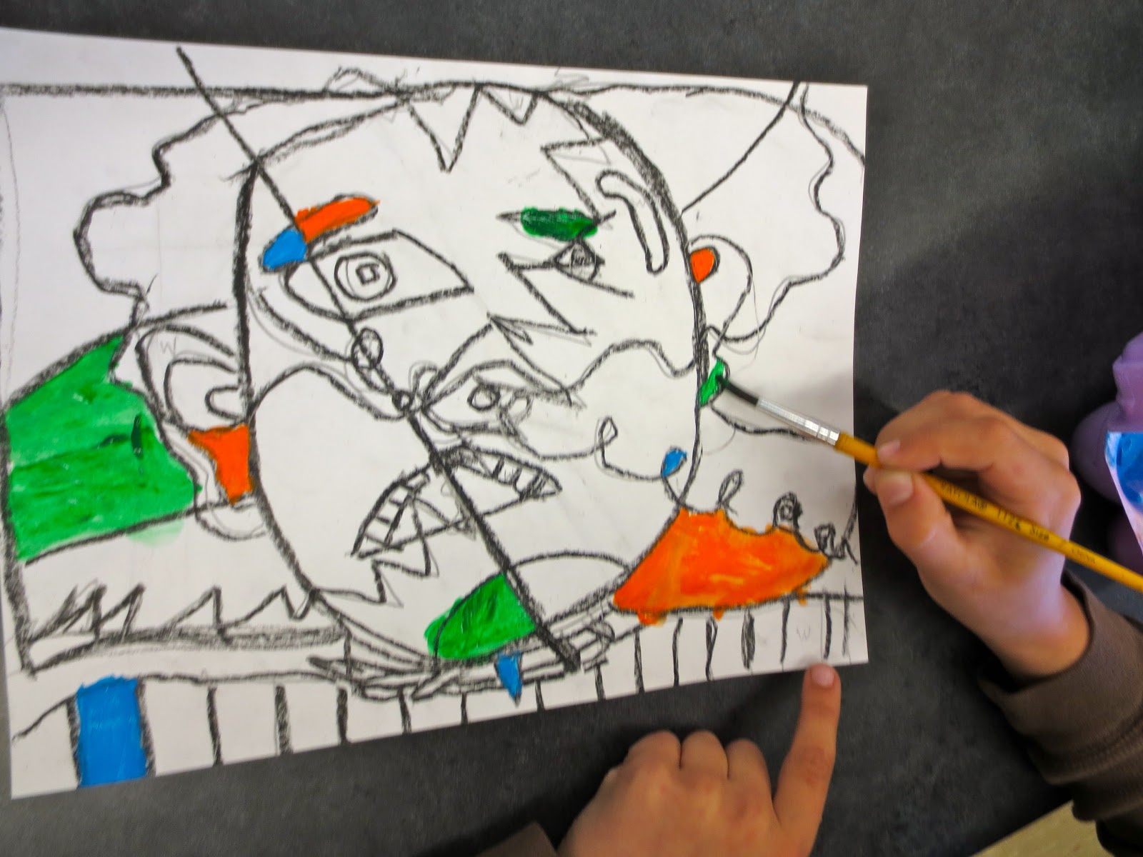 Zilker Elementary Art Class: 3rd Grade Picasso Faces Paintings
