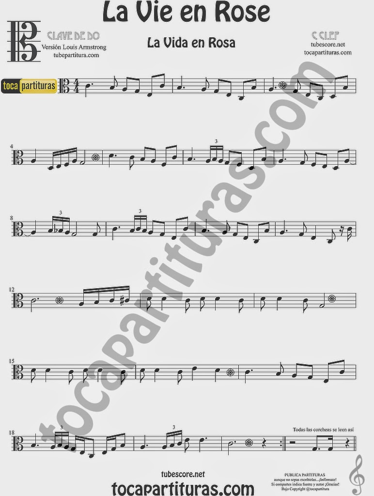 diegosax: La Vie en Rose de Edith Piaf y Louis Armstrong Partituras. La Vida es Rosa Partitura ...