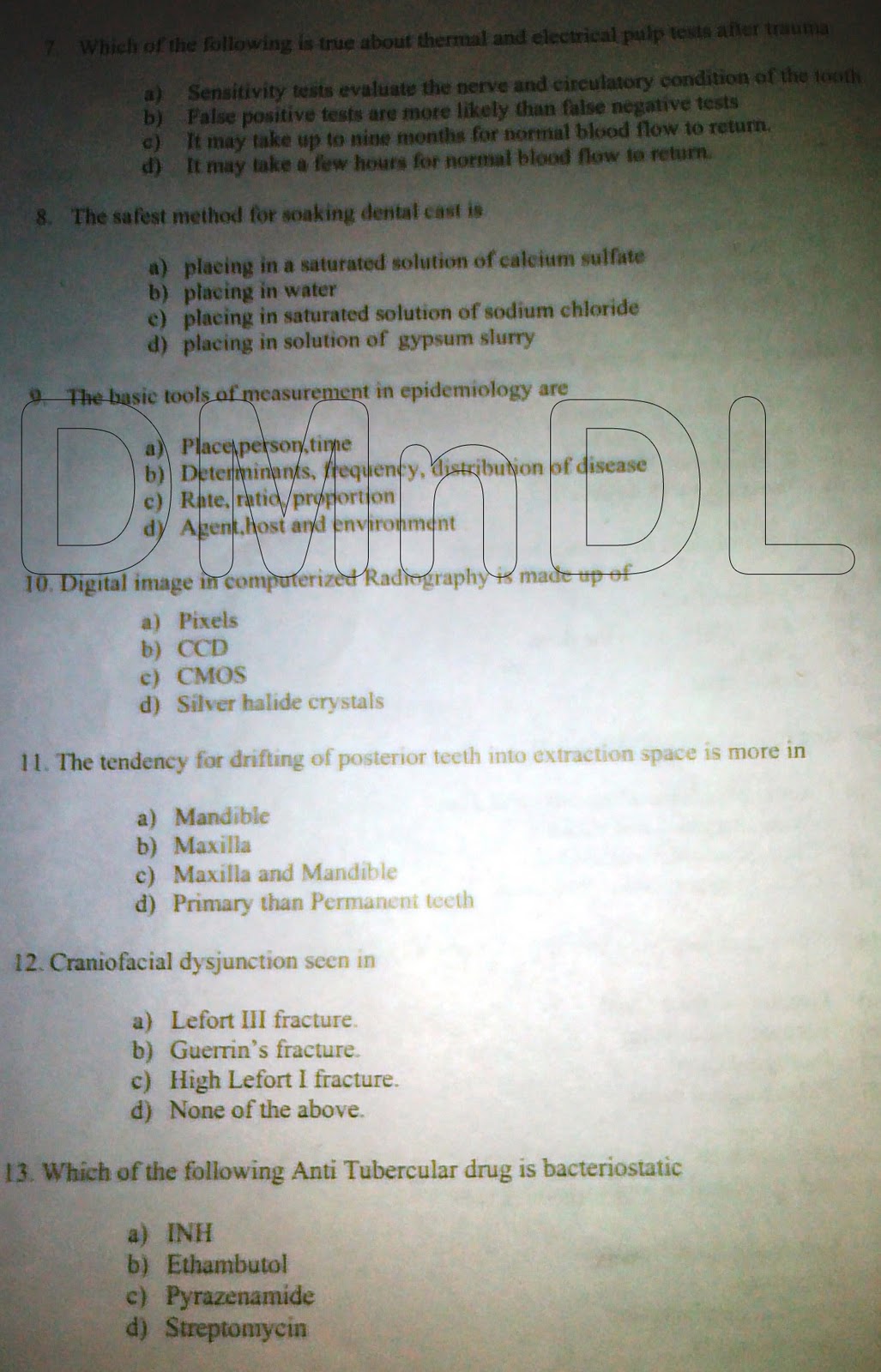 COMEDK 2011 Exam Paper | Dental Mnemonics n Dental Library