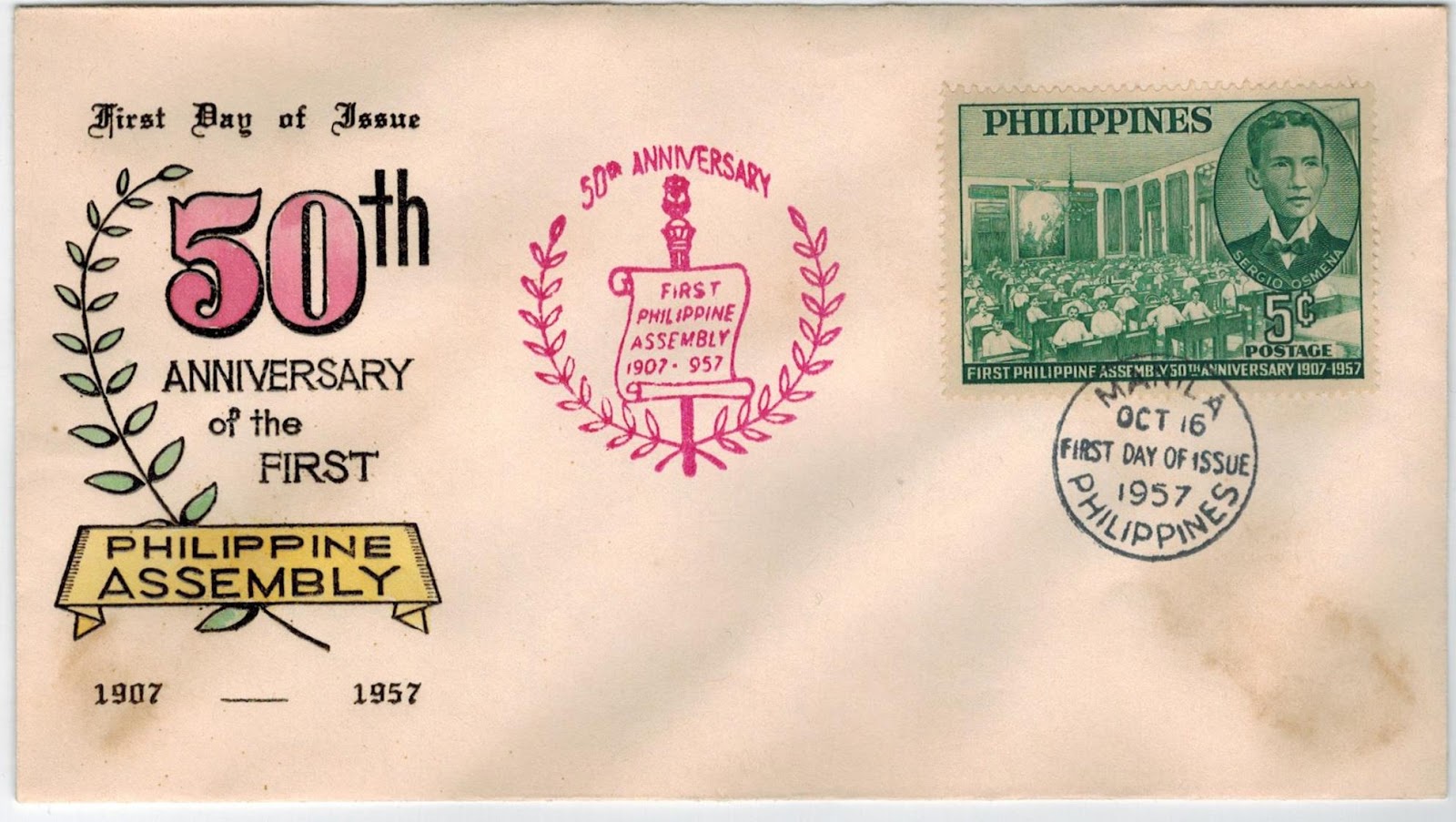 Philippine Republic Stamps : 1957 50th Anniversary of the First ...