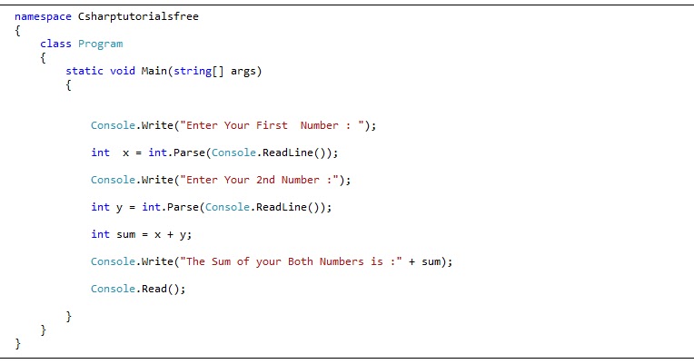 C Tutorials C Sharp User Input Console