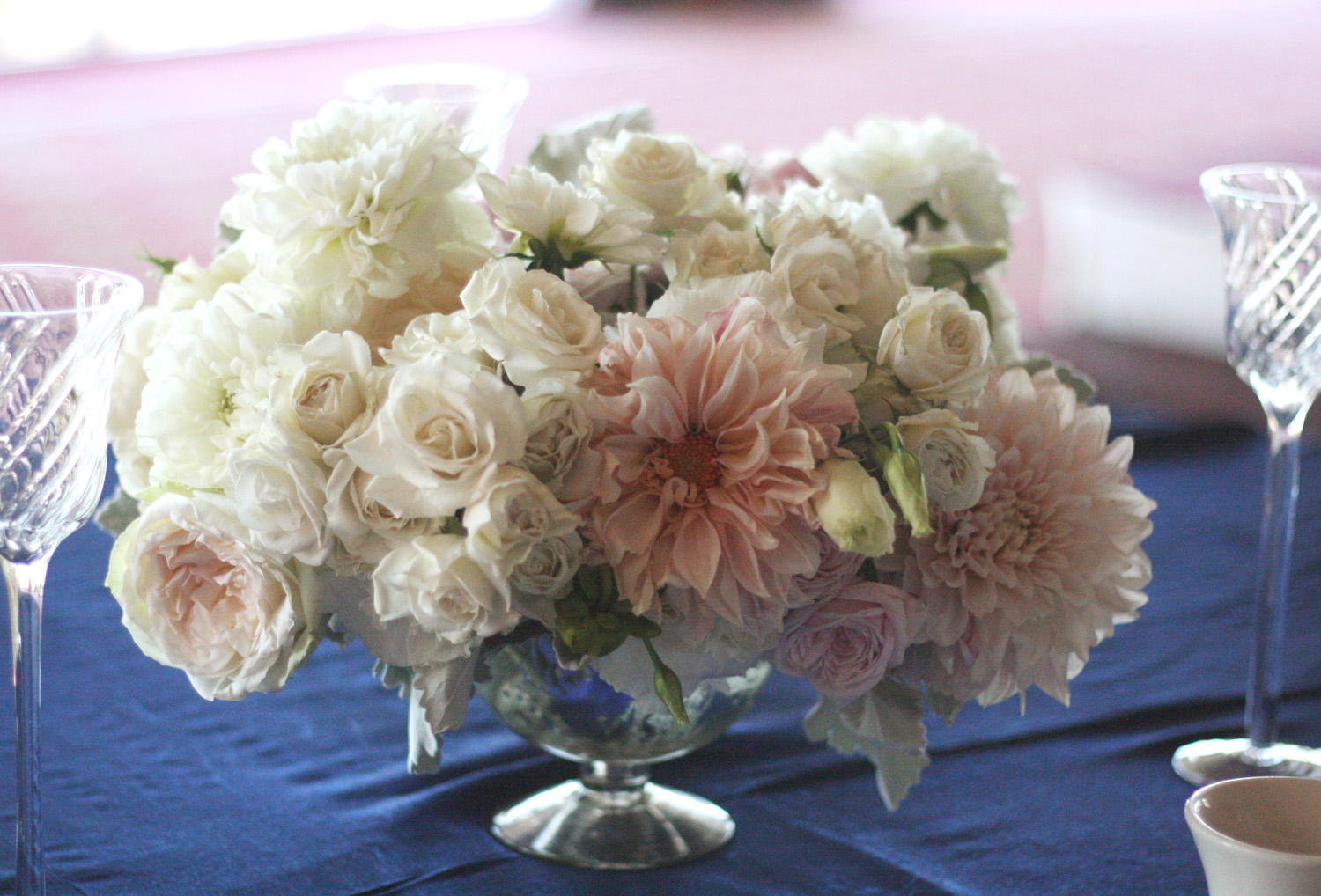 Oak & the Owl: White and Soft Pink Sample Centerpieces