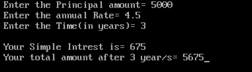 Crawling Coders: Calculating the simple interest and amount in C++