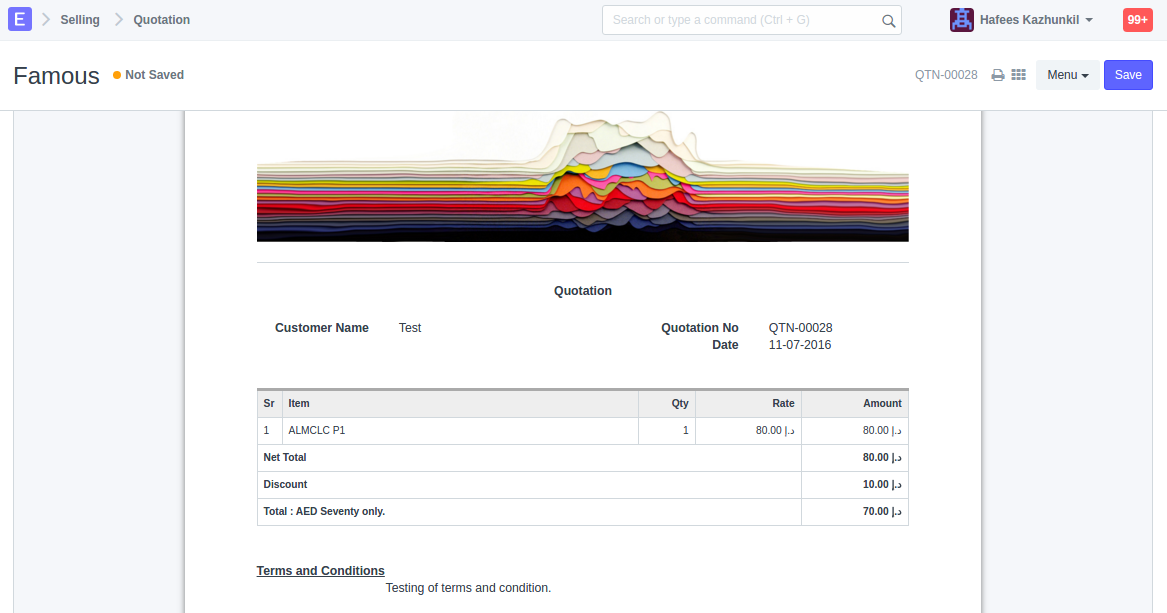 Erpnext Tutorials: Erpnext-Sample Print Format for Quotation Module