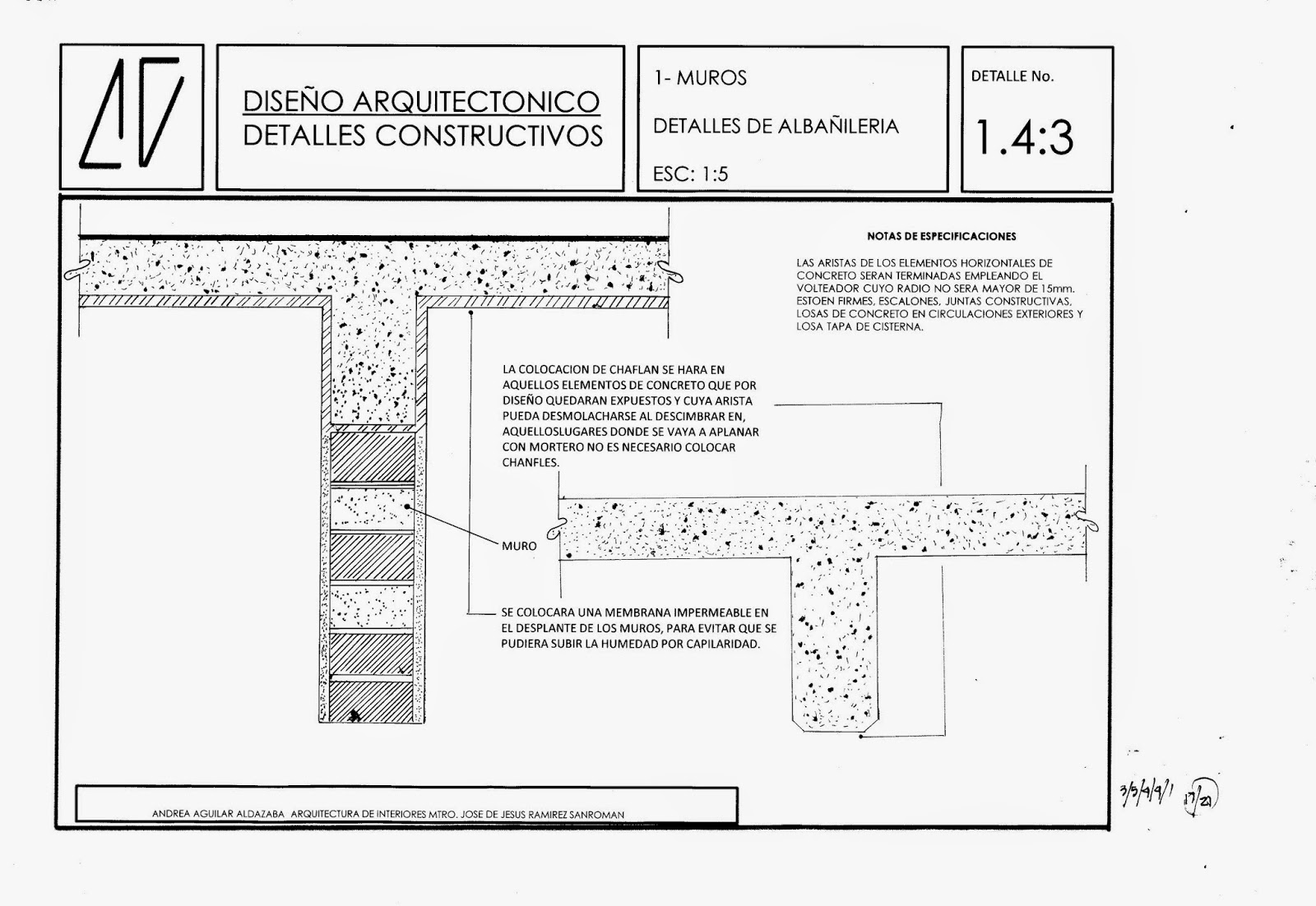 Materiales y procedimientos de la construcción : Detalle Constructivo 1.4.3
