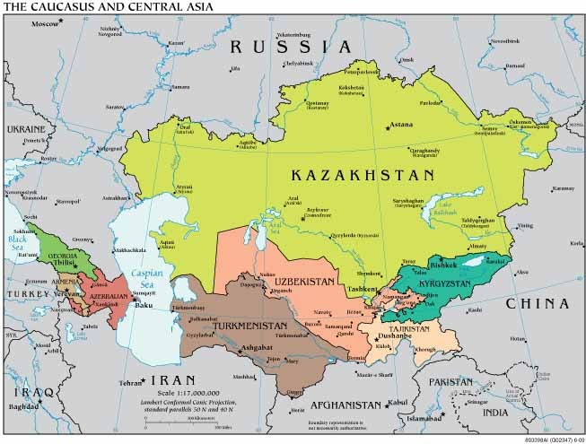 Kaart Centraal-Azië: Kaart Centraal-Azië en voormalige Sovjet-Unie