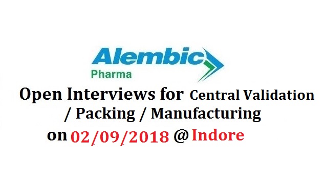 Alembic Pharmaceuticals Ltd - Walk-In Interviews on 2nd September, 2018 ...