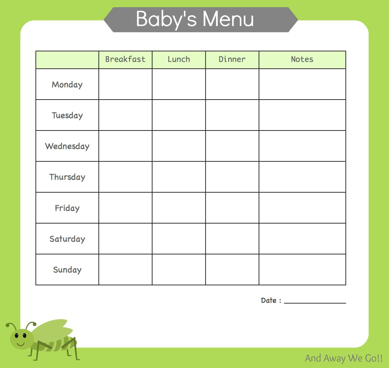 and away we go!: Menu Planning for Baby...