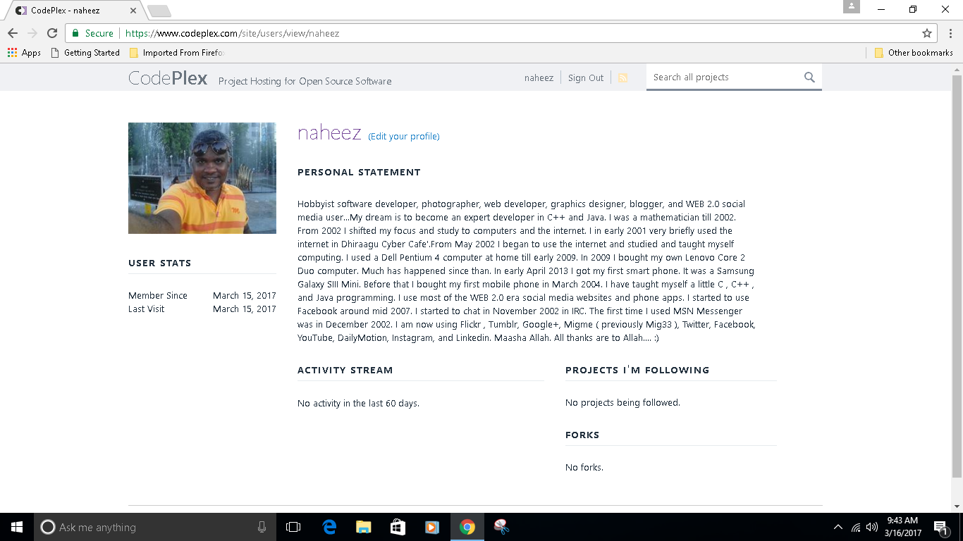 Naheez Thawfeeg's Blog: CodePlex