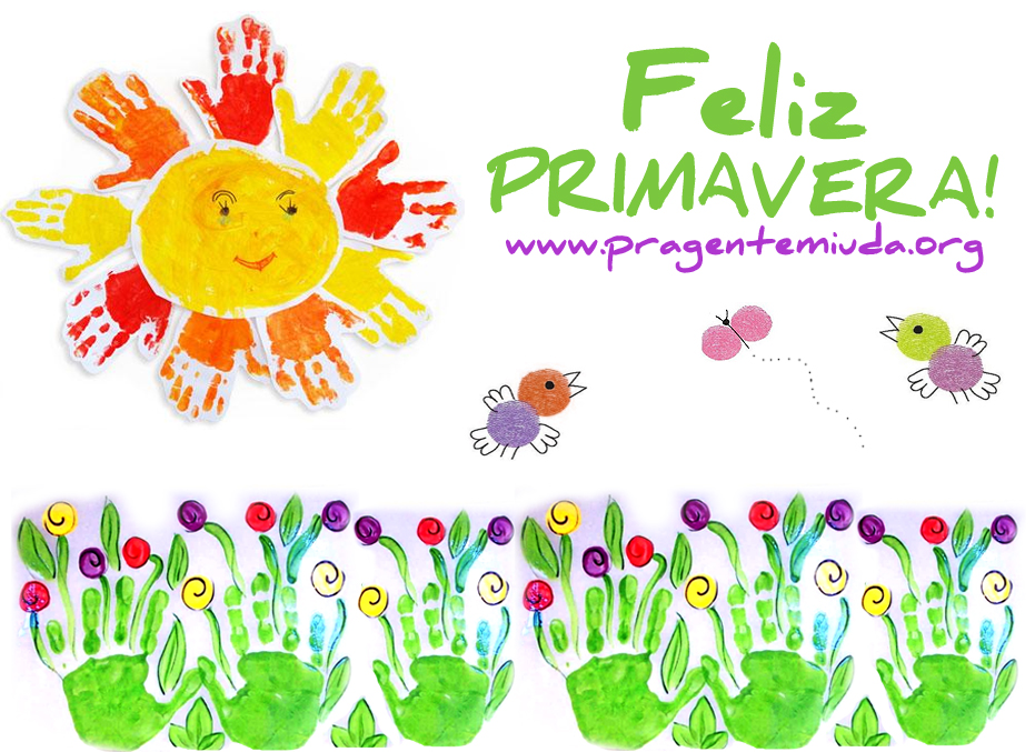 Mural de primavera com carimbo das mãozinhas | Pra Gente Miúda