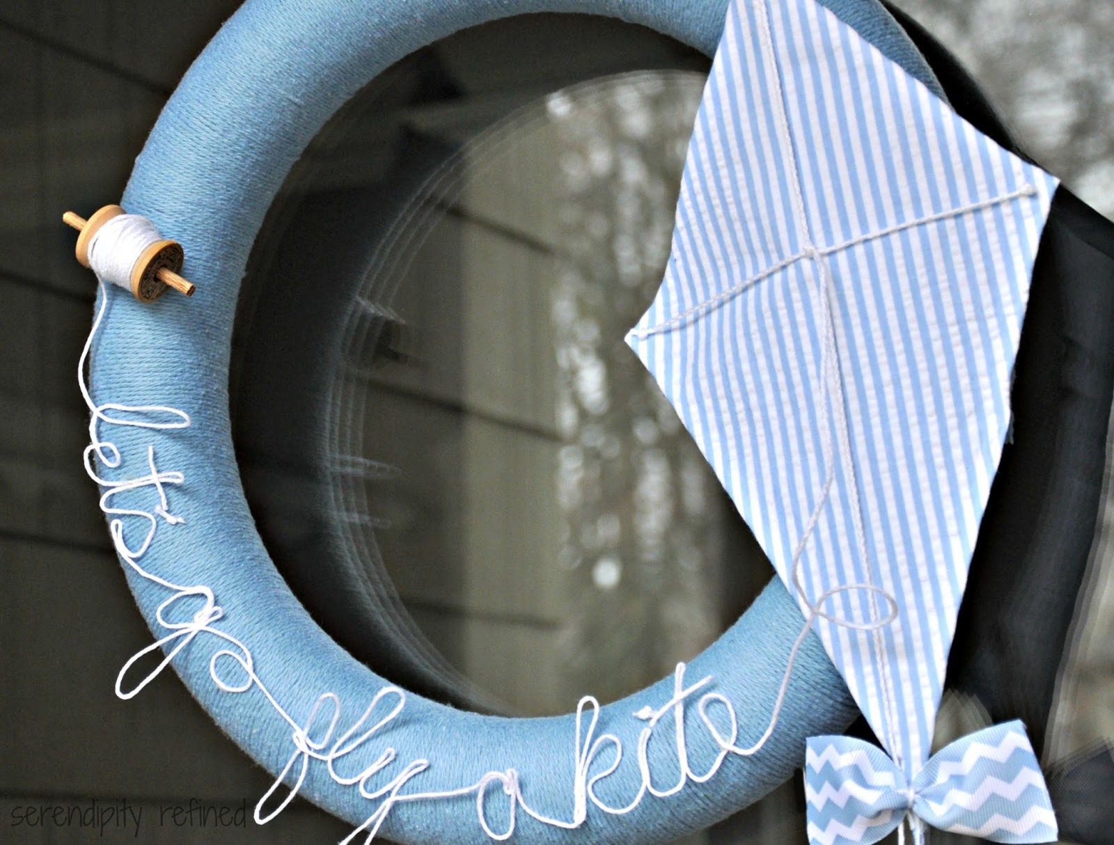 Serendipity Refined Blog: Yarn Wrapped, "Let's Go Fly A Kite" Wreath