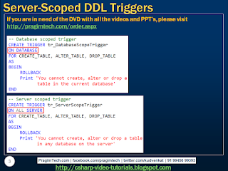 Sql server, .net and c# video tutorial: Server-scoped ddl triggers
