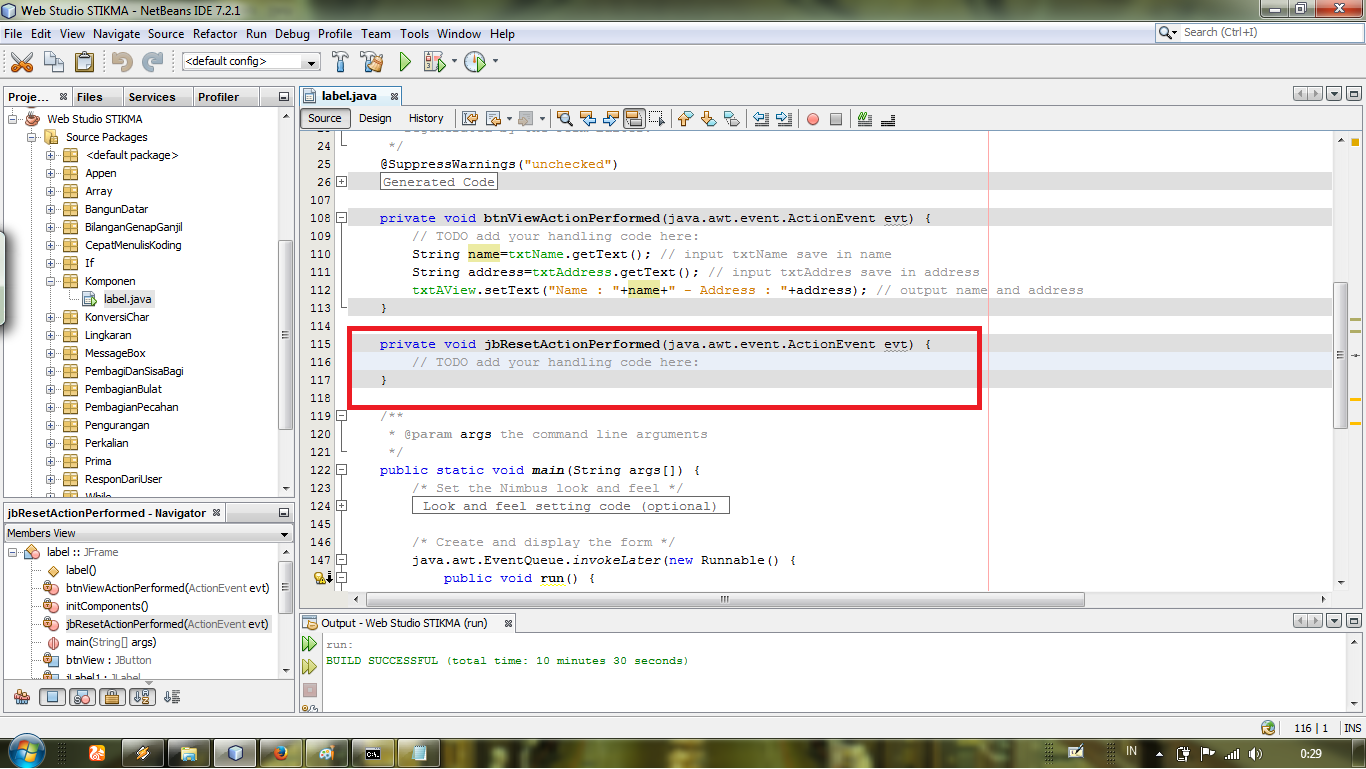 Koding Reset Input Text Field Output Textarea Java Netbeans ~ Materi
