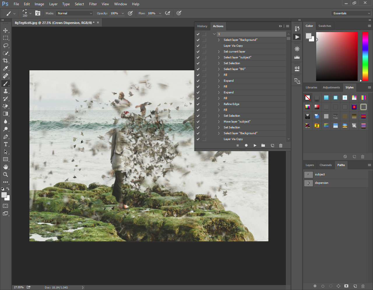 أكشن إحترافي جديد | Crows Dispersion Actions - مبدعي الفوتوشوب