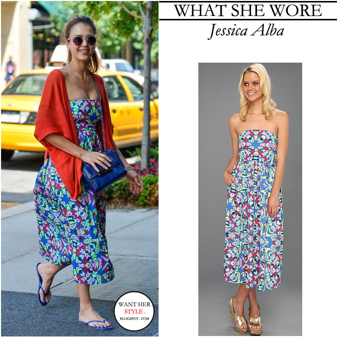 WHAT SHE WORE: Jessica Alba in multicolor printed maxi dress in New ...