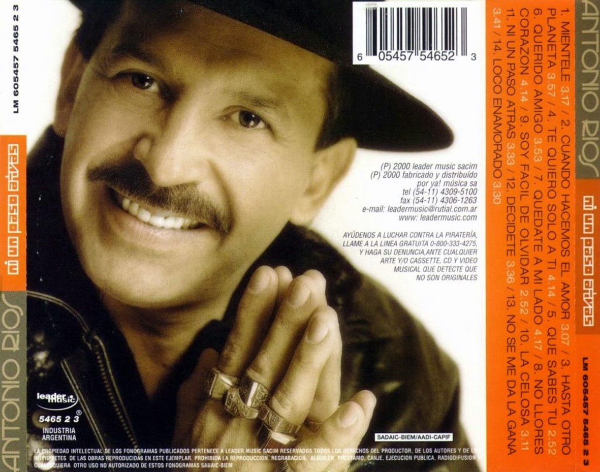 AQUELLAS CANCIONES Tropical y Cuartetera: 2000 - Antonio Rios - Ni un ...