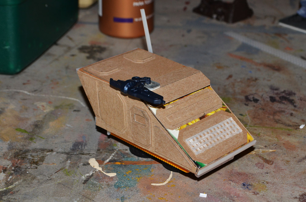 Scratch built anti grav APC from cardboard and junk.