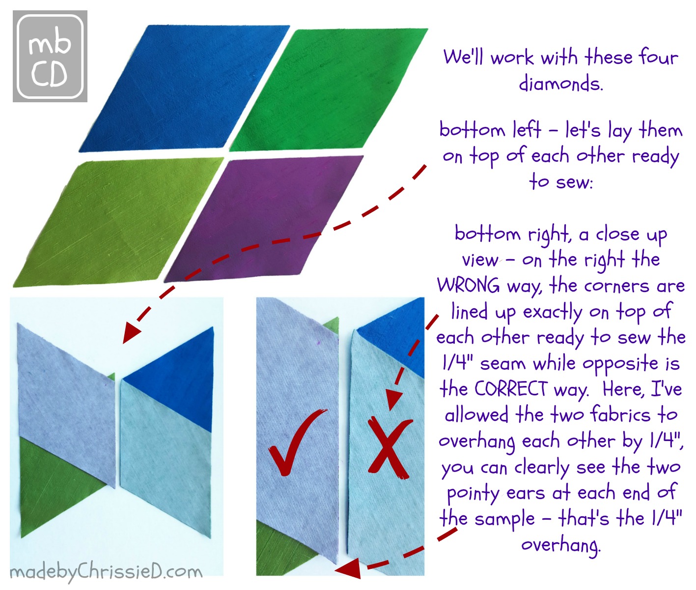 Chris Dodsley @mbCD: Piecing And Joining Diamond Rows [Tute]