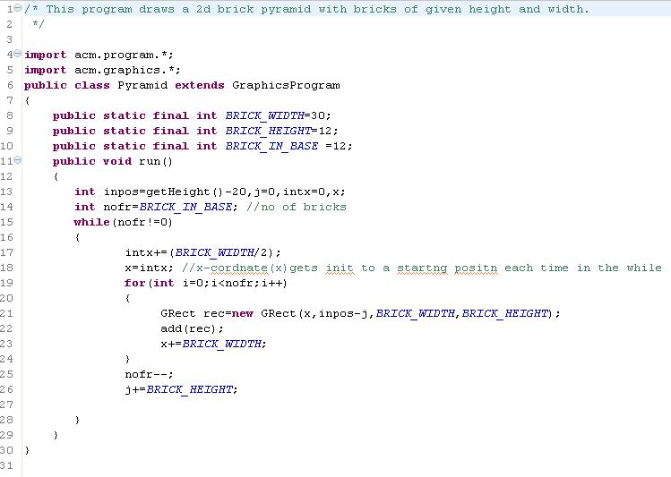 Java programming: Pyramid Solution