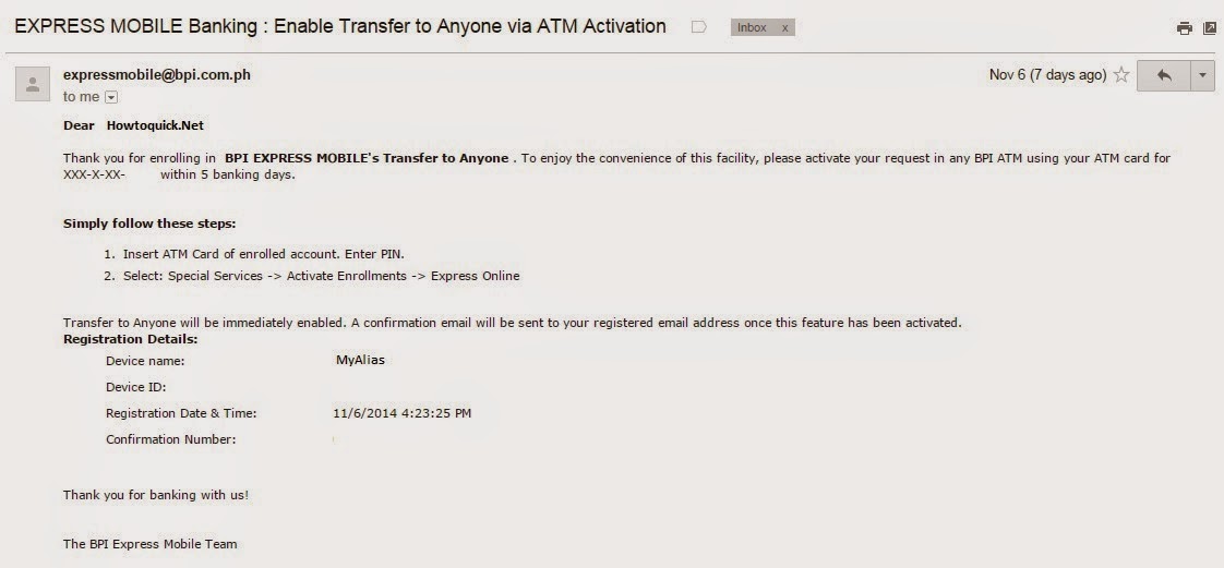 Steps to Activate Transfer to Anyone on BPI Mobile App