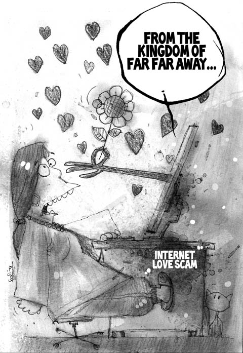 editorial cartoons: 06JAN2012- INTERNET LOVE SCAMS ...