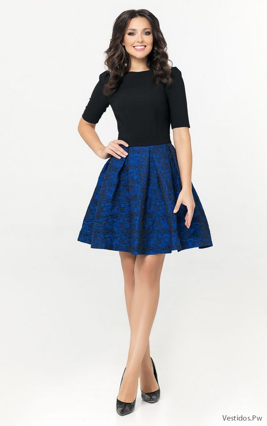 Vestido Azul con Negro ¡43 Bonitos Diseños! | Vestidos | Moda 2019 - 2020