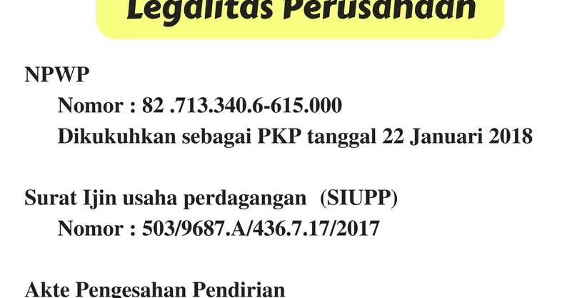 Legalitas Perusahaan PT. DMS