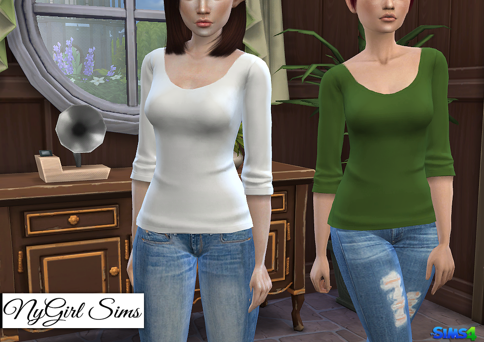 NyGirl Sims 4: Three Quarter Sleeve Tee