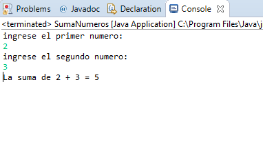 suma de dos numeros en java ~ Java-Facil