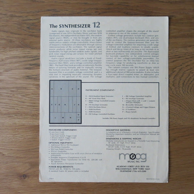MATRIXSYNTH: Moog Modular Synthesizer Model 12 Vintage Leaflet