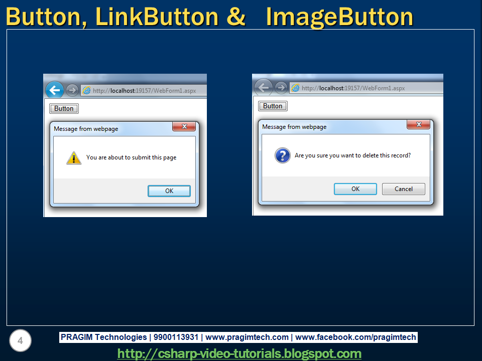 Sql Server Net And C Video Tutorial Part 14 Button Linkbutton And Imagebutton
