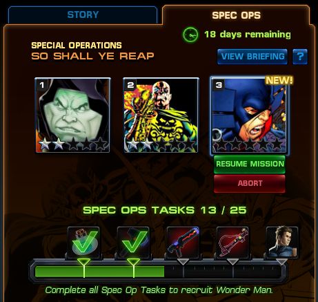 ooh neato: Marvel Avengers Alliance: Spec Ops 10 Task List