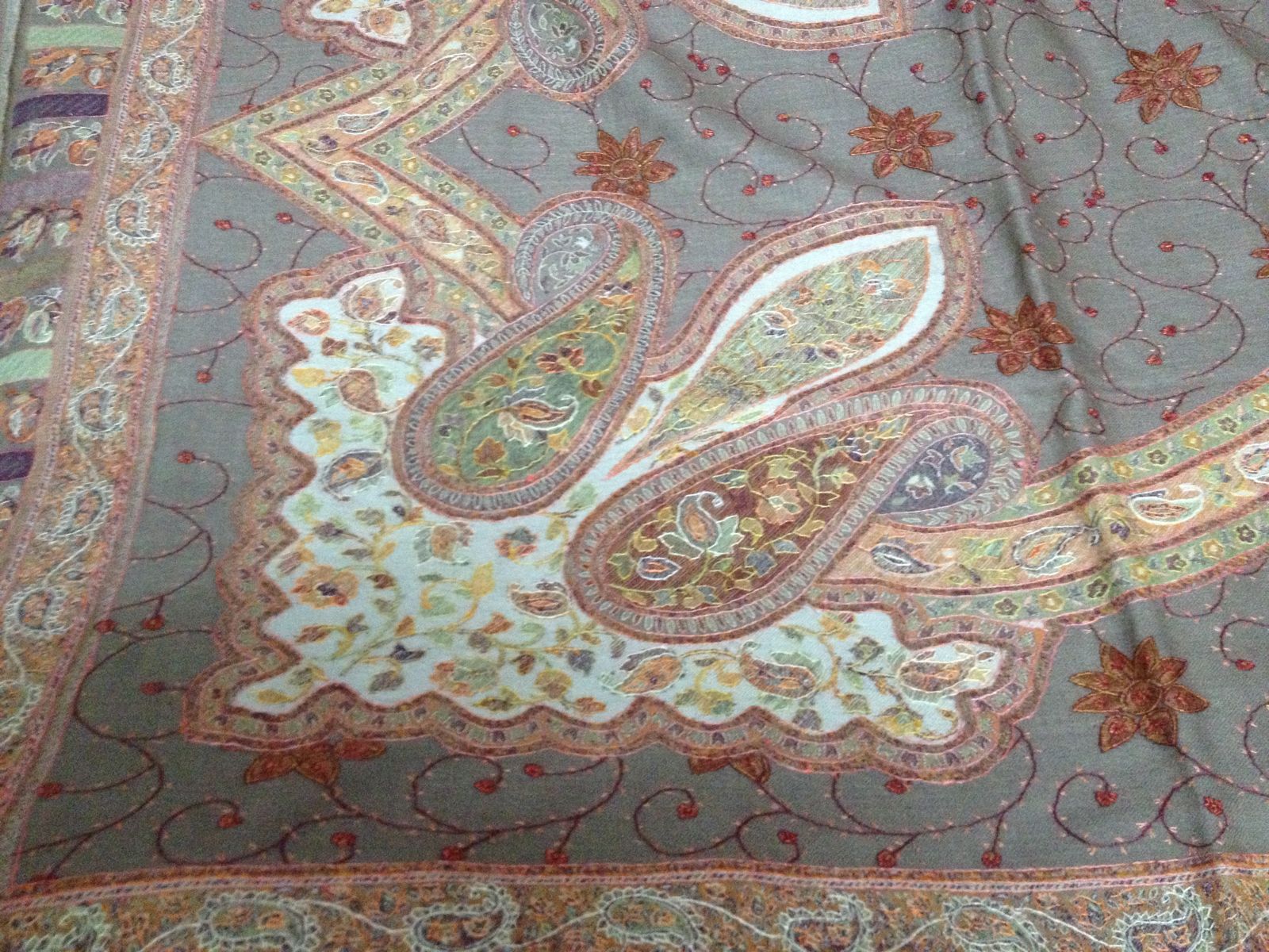 Sohum Sutras: Pure wool Kani embroidered shawls for sale.