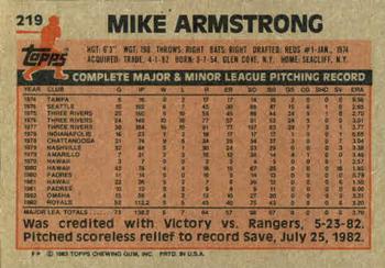 1983 Topps Blog: #219 Mike Armstrong - Kansas City Royals