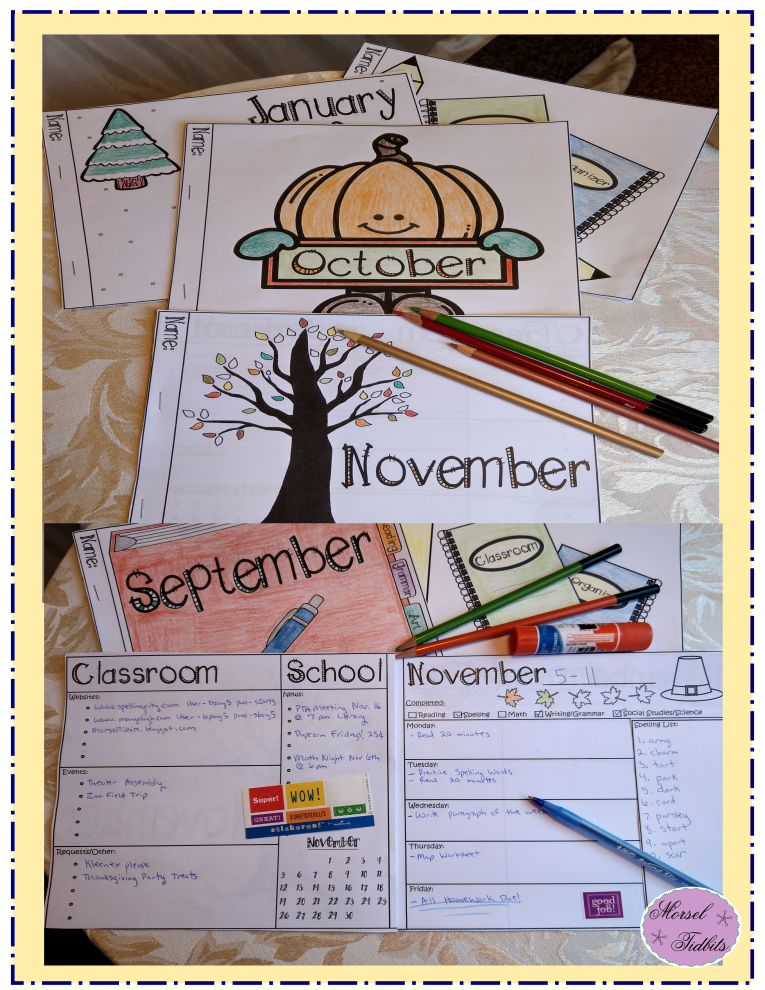 Morsel Tidbits: Student Monthly Planners