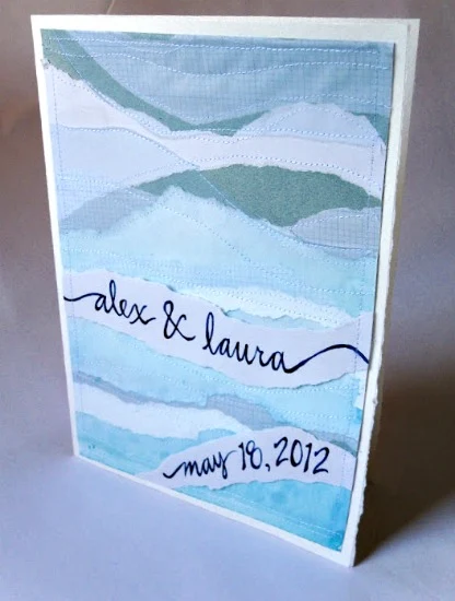 Handmade Torn Paper Wedding Card
