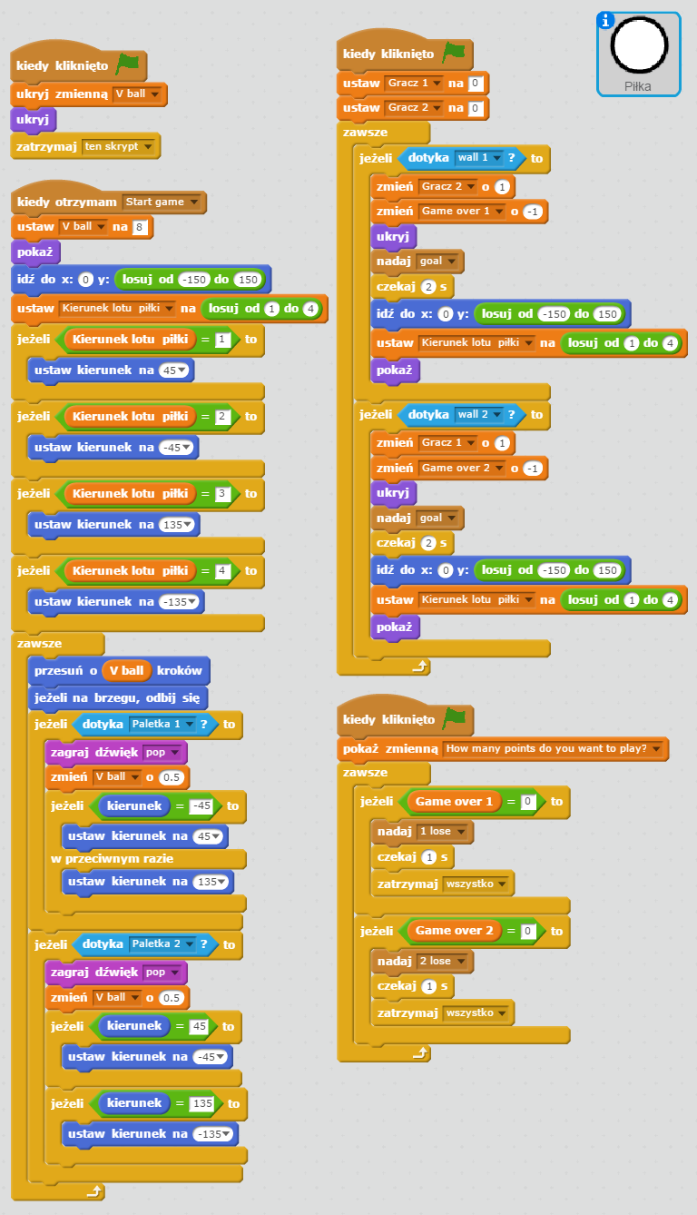 Scratch krok po kroku: Ping Pong dla 2 graczy