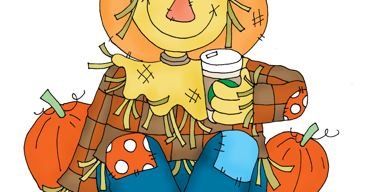 Free Dearie Dolls Digi Stamps: Scarecrow and His Pumpkin Spice Latte