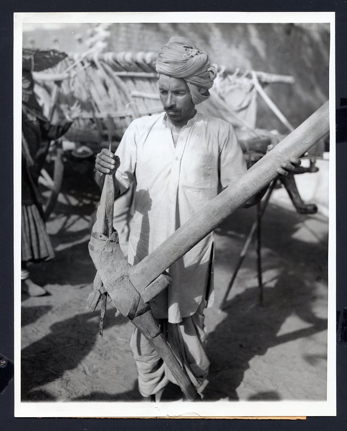 Typical Indian Farmer with his Plough - 1946 - Old Indian Photos
