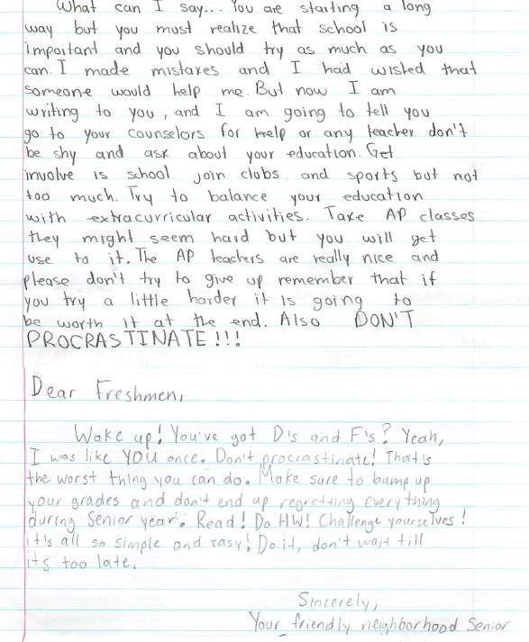 Sweetwater High Counseling Center: Dear Freshman...